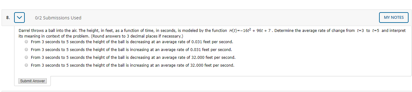 Solved 8. 0/2 Submissions Used MY NOTES Darrel throws a ball | Chegg.com Solved 8. 0/2 Submissions Used MY NOTES Darrel throws a ball | Chegg.com