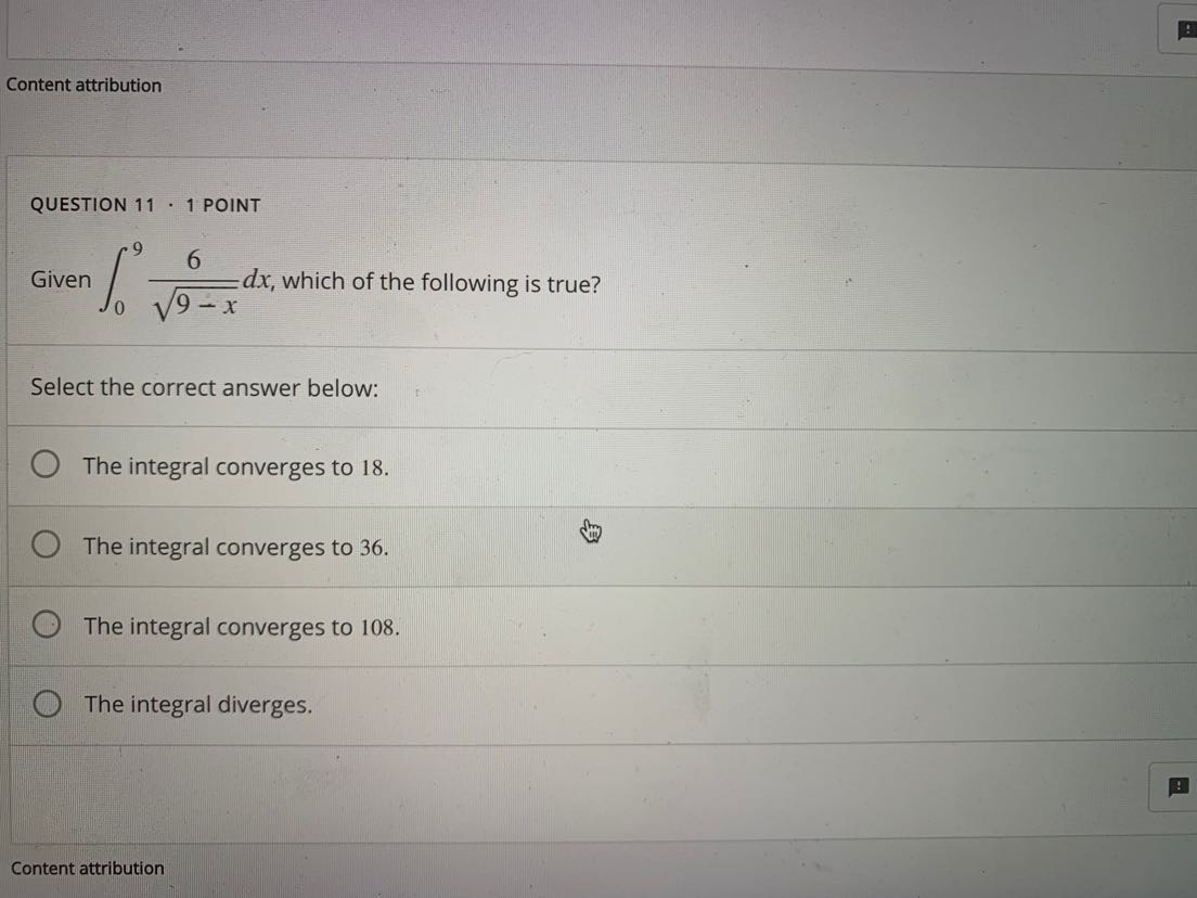 Solved Content attribution QUESTION 11 . 1 POINT 9 6 Given Ś | Chegg.com