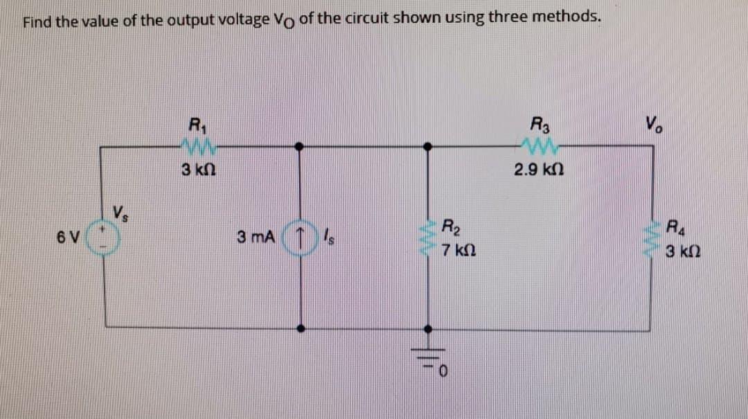 Solved Find the value of the output voltage Vo of the | Chegg.com