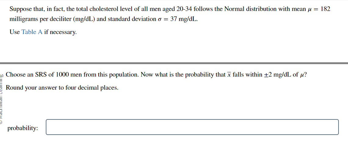 Solved Suppose that, in fact, the total cholesterol level of | Chegg.com