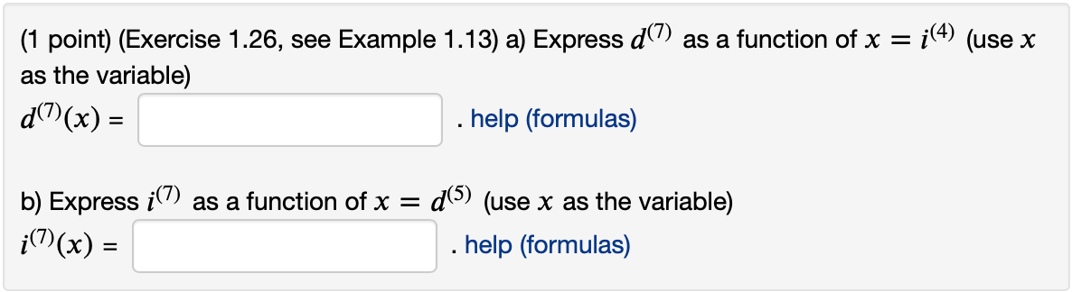 Solved (1 point) (Exercise 1.26, see Example 1.13) a) | Chegg.com