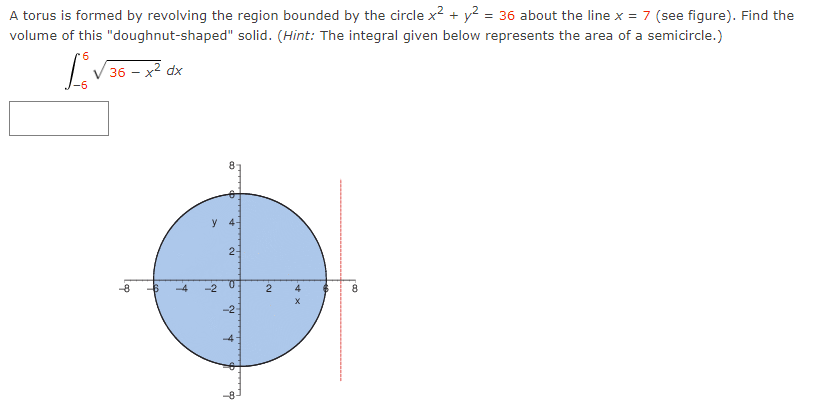 Solved A torus is formed by revolving the region bounded by | Chegg.com