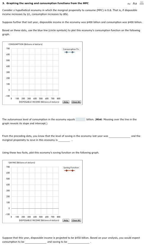 Solved 3. Graphing the saving and consumption functions from | Chegg.com
