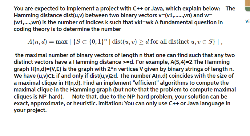 Solved CAN YOU RUN THIS 2 VECTORS'S HAMMING DISTANCE MAXIMAL | Chegg.com