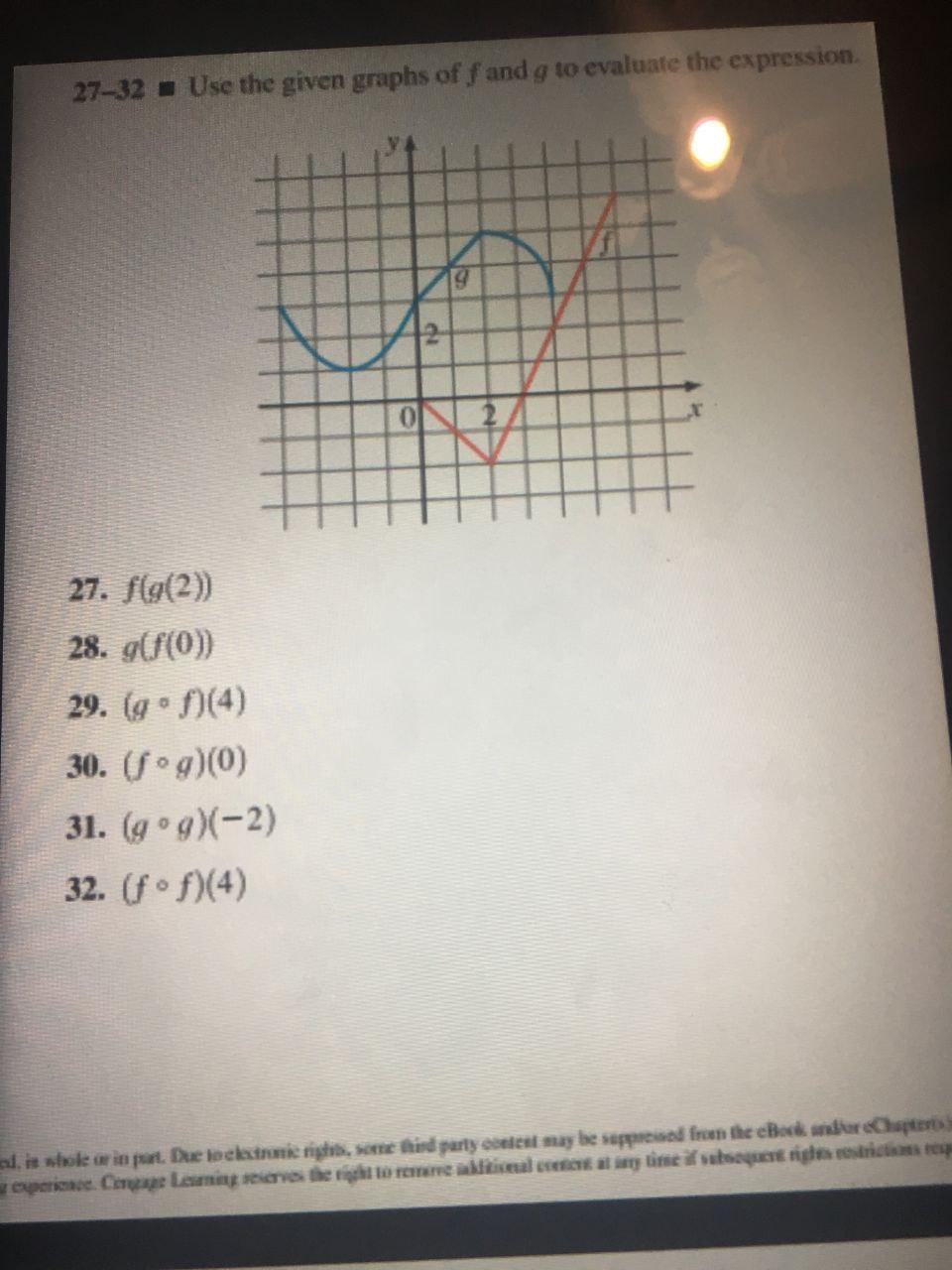 Solved 27-32 Use the given graphs of f and g to evaluate the | Chegg.com