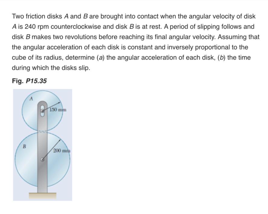 Solved Two Friction Disks A And B Are Brought Into Contact 