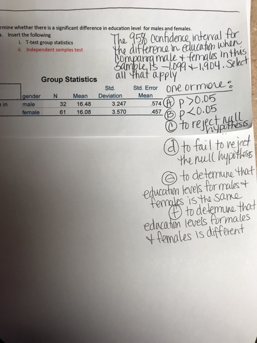 Solved Determine whether there is a significant difference | Chegg.com