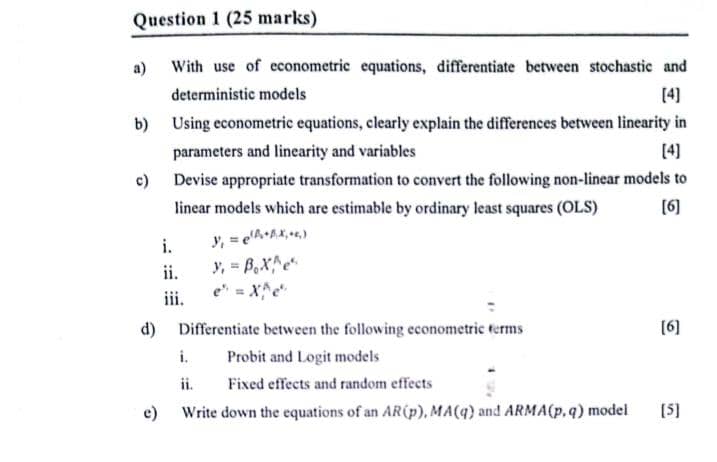 a) With use of econometric equations, differentiate | Chegg.com