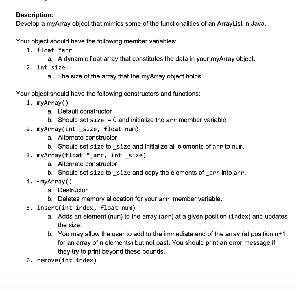 CSCE 240 myArray Object Topics Covered : Pointers | Chegg.com