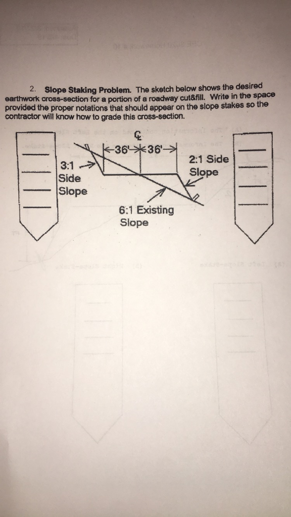Solved 2. Slope Staking Problem. The sketch below shows the | Chegg.com