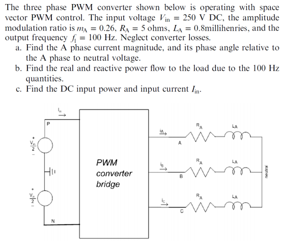 Solved The three phase PWM converter shown below is | Chegg.com