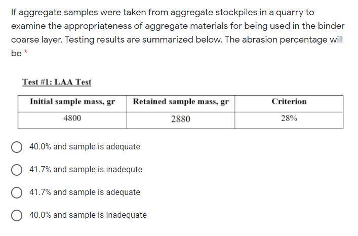 Solved If aggregate samples were taken from aggregate | Chegg.com