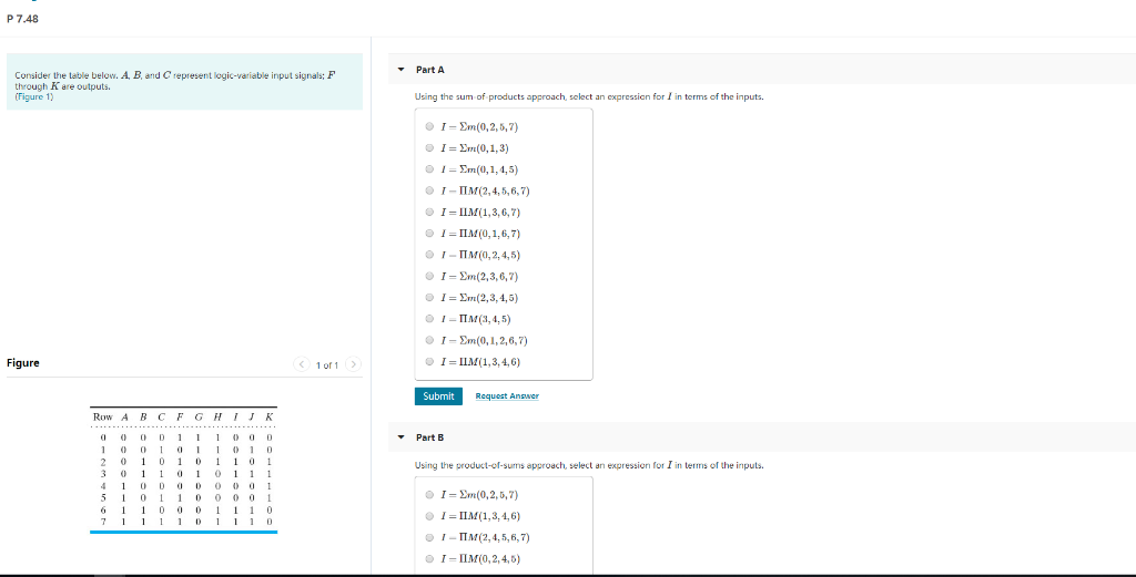 Solved P 7.48 Part A Consider the table below. A B, and C | Chegg.com