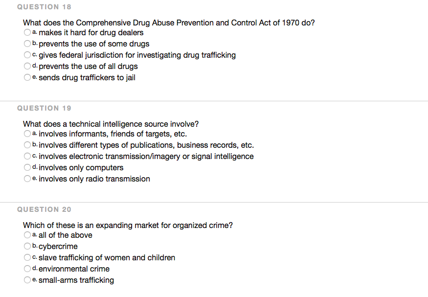 Solved QUESTION 18 What does the Comprehensive Drug Abuse | Chegg.com