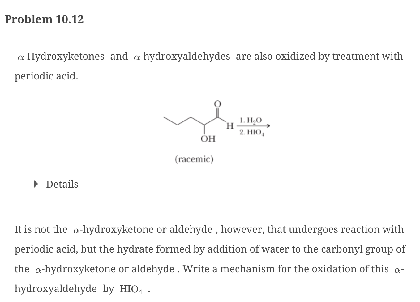 Solved Problem 10.12\alpha -Hydroxyketones and \alpha | Chegg.com