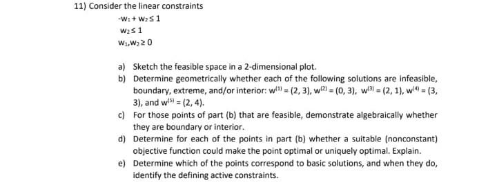 11) Consider the linear constraints | Chegg.com