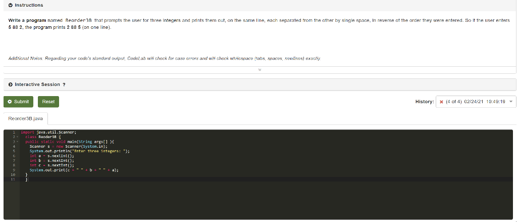 Solved Instructions Write a program named Reorder 38 that | Chegg.com