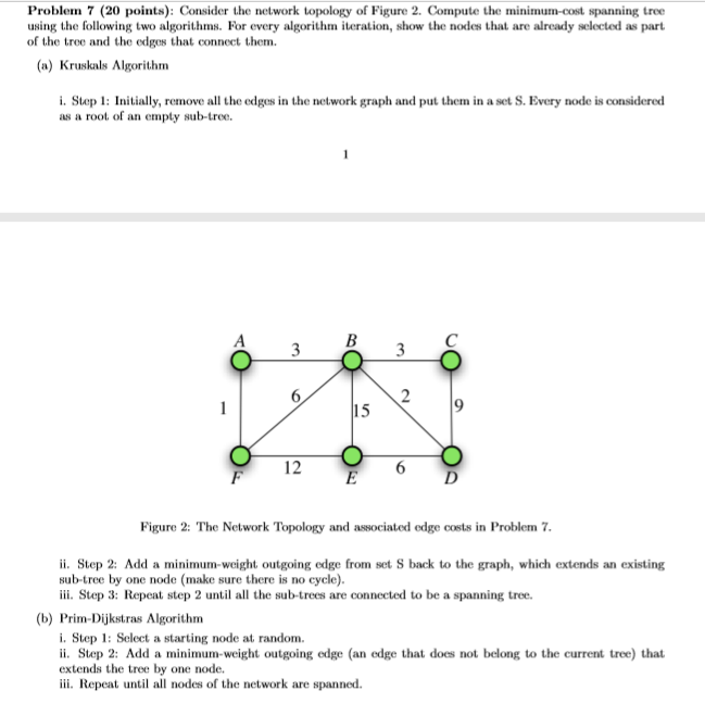 Solved Problem 7 (20 points): Consider the network topology | Chegg.com