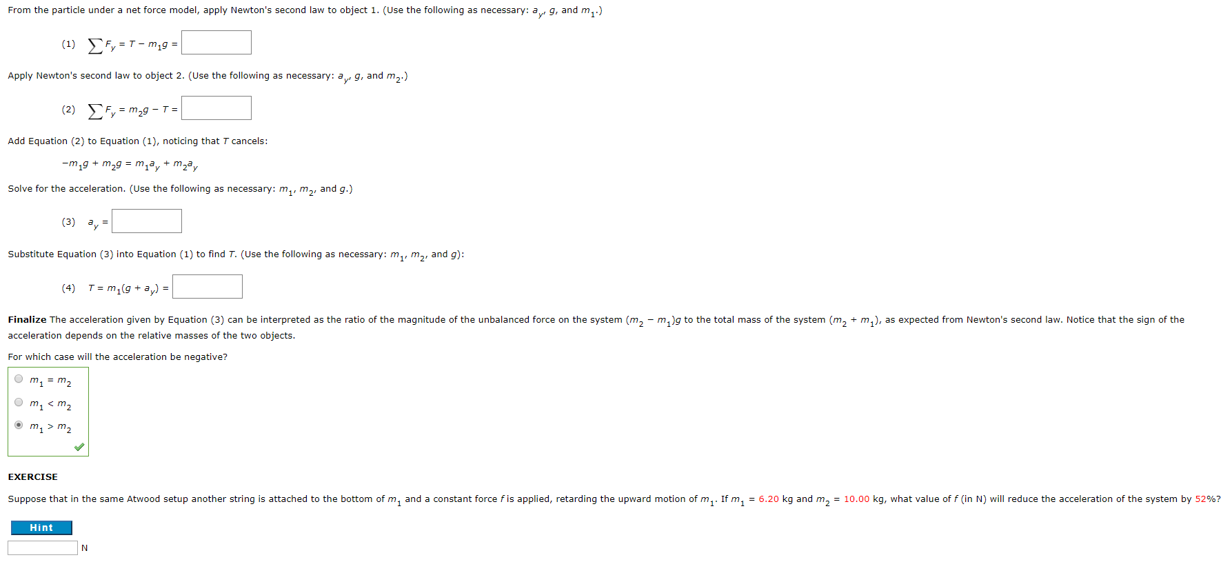 Solved The Atwood Machine When two objects of unequal mass | Chegg.com