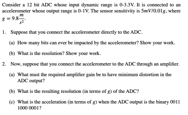 Solved Consider a 12 bit ADC whose input dynamic range is | Chegg.com
