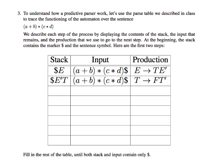 Solved 3. To understand how a predictive parser work, let's | Chegg.com