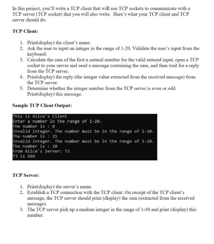 Solved In this project, you'll write a TCP client that will | Chegg.com