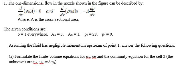 Solved B 1. The one-dimensional flow in the nozzle shown | Chegg.com