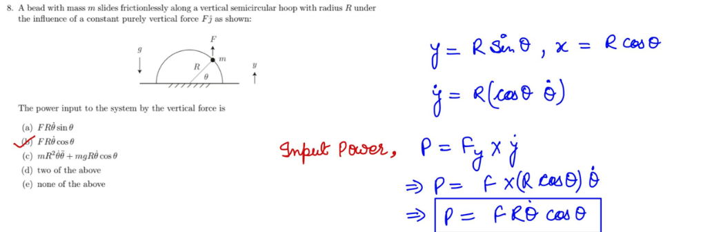 Solved 8. A bead with mass m slides frictionlessly along a | Chegg.com