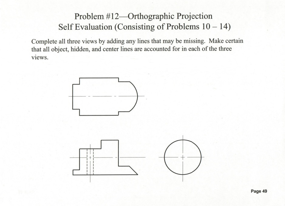 Solved Problem #12-Orthographic Projection Self Evaluation | Chegg.com
