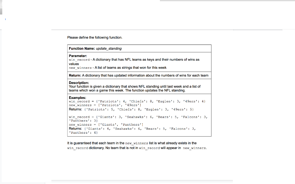Solved Please define the following function. Function Name: | Chegg.com