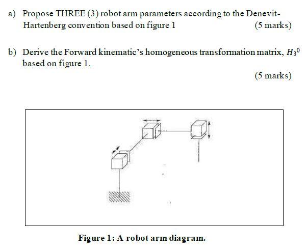 Solved a) Propose THREE (3) robot arm parameters according | Chegg.com