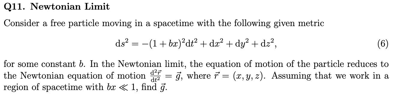 Solved Consider a free particle moving in a spacetime with | Chegg.com