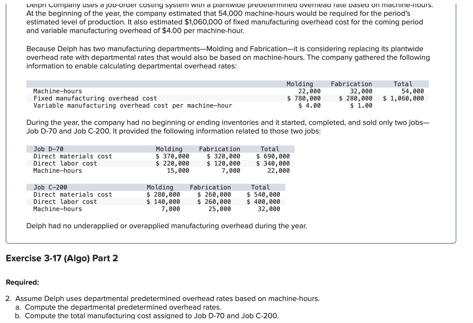 Solved Exercise 3-17 (Algo) ﻿Part 2Required:Assume Delph | Chegg.com