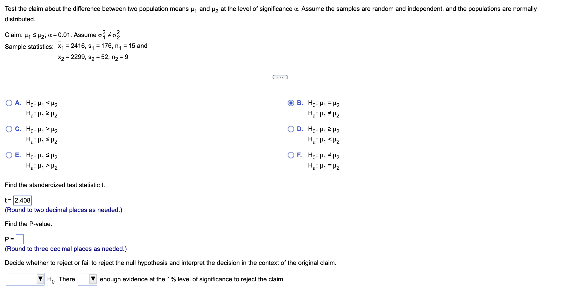 Solved distributed.Claim: μ1≤μ2;α=0.01. ﻿Assume | Chegg.com