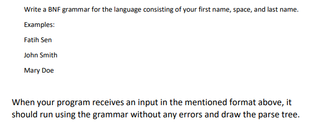 Solved Write a BNF grammar for the language consisting of | Chegg.com