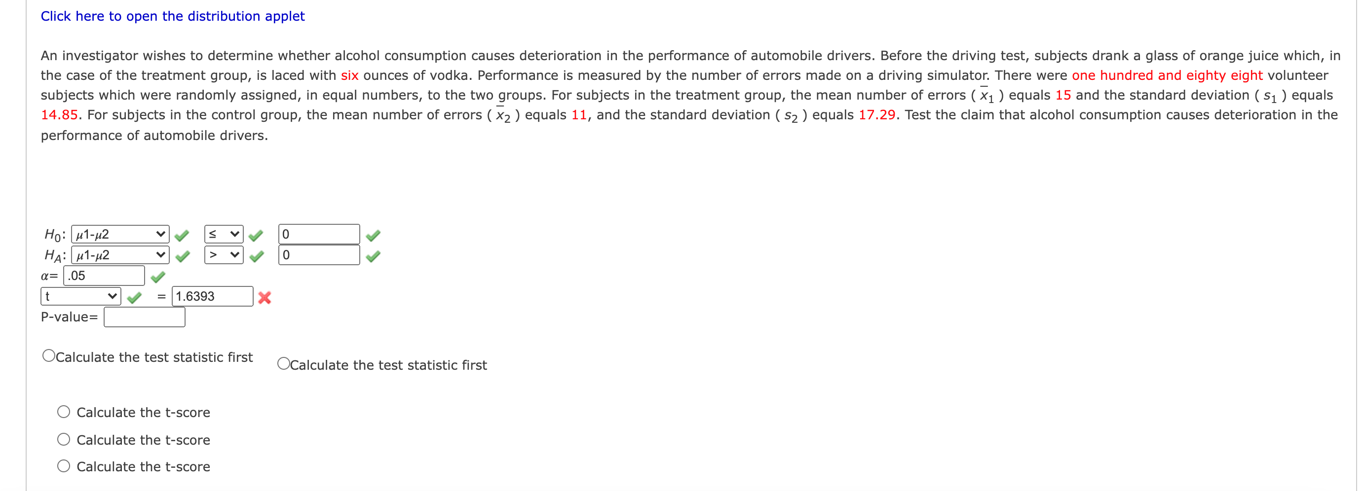 Solved Click here to open the distribution applet An | Chegg.com