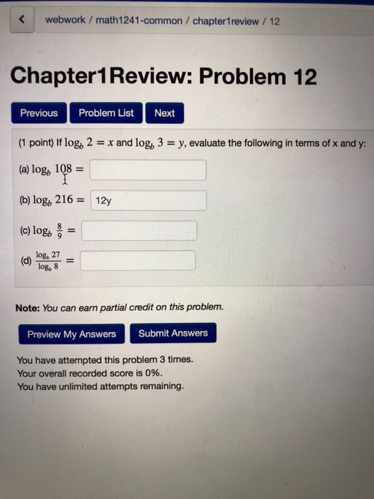 Solved webwork/math1241-common / chapter1review /12 | Chegg.com