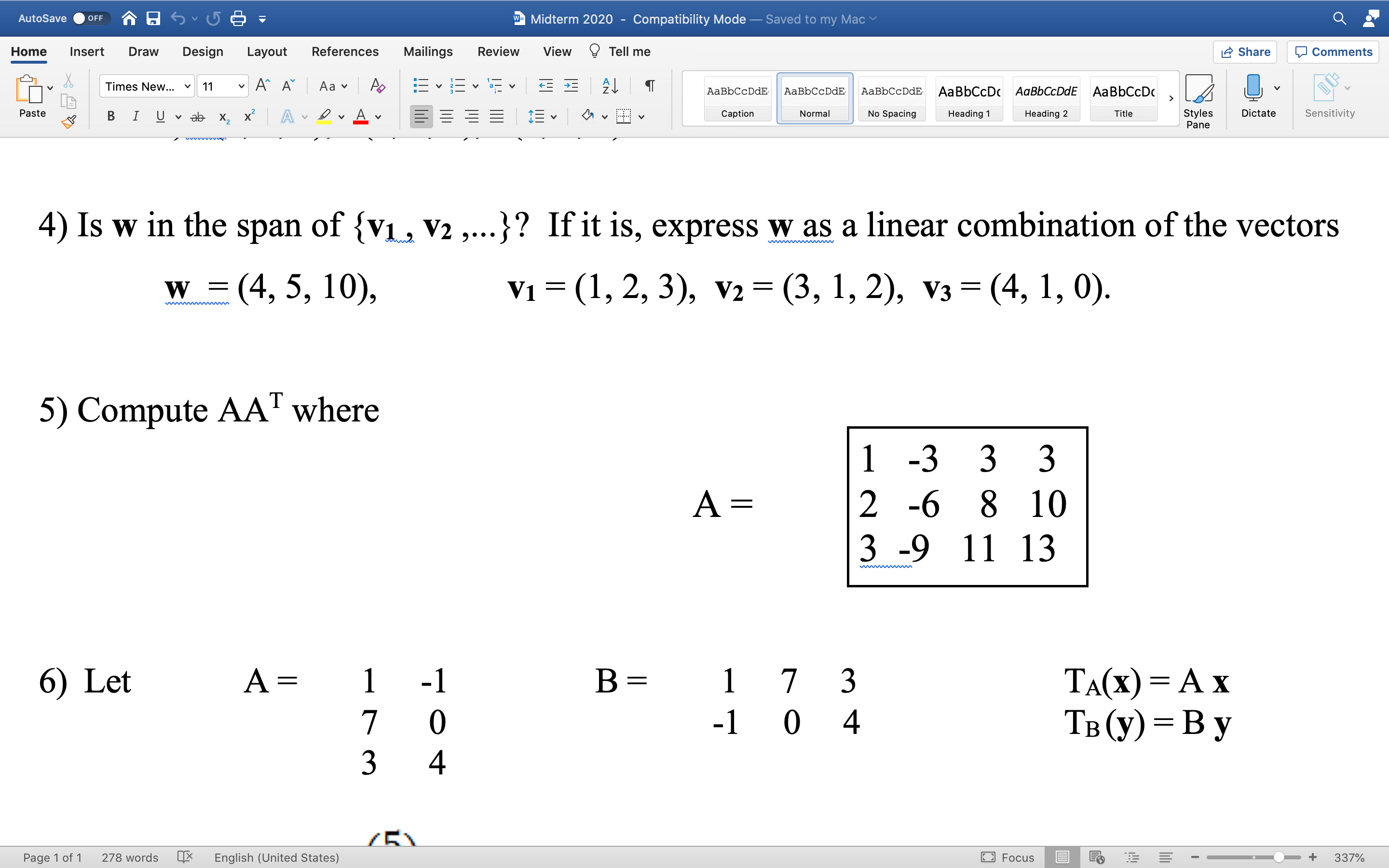 Solved AutoSave OFF sro W Midterm 2020 Compatibility Mode - | Chegg.com