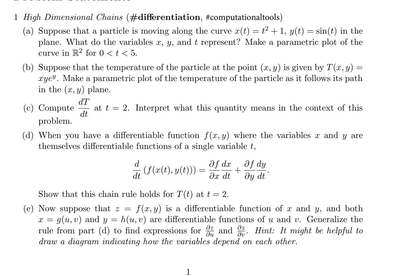 Solved 1 ﻿High Dimensional Chains (#differentiation, | Chegg.com