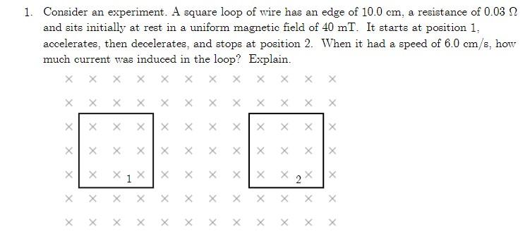 Solved 1. Consider an experiment. A square loop of wire has | Chegg.com