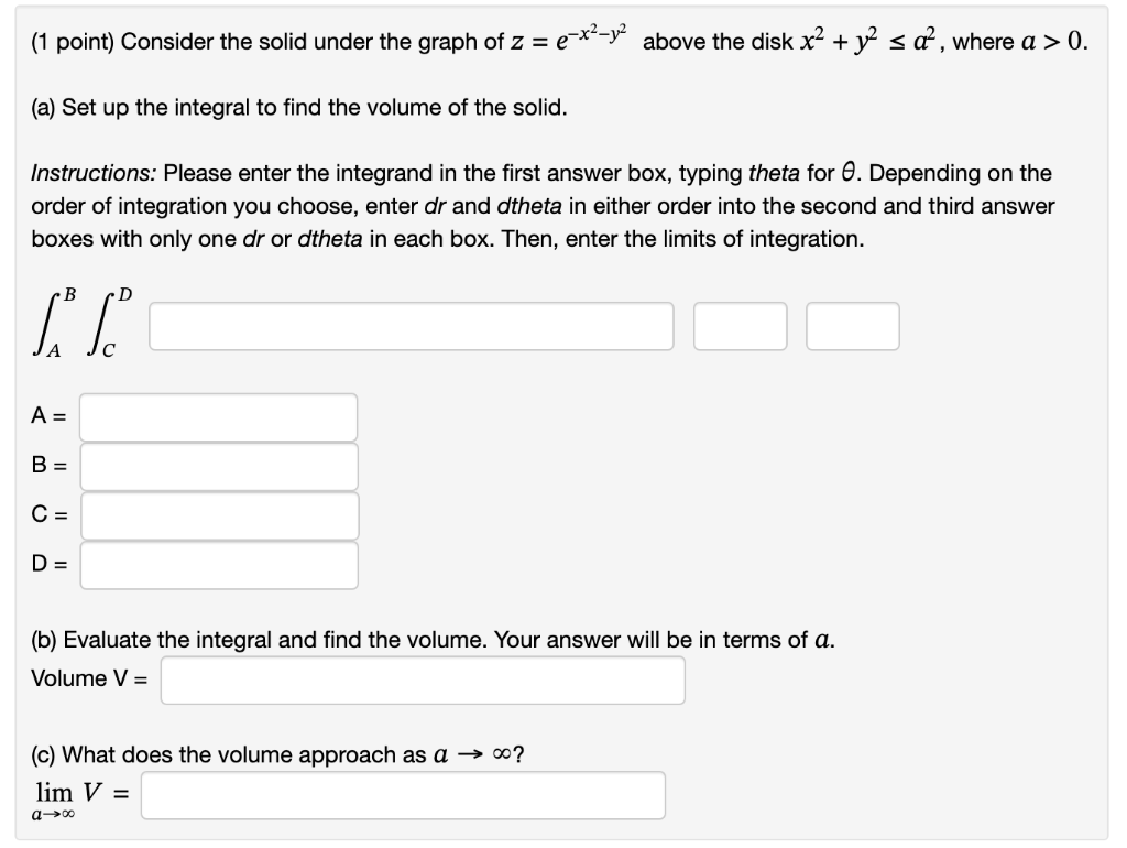 Solved (1 point) Consider the solid under the graph of | Chegg.com