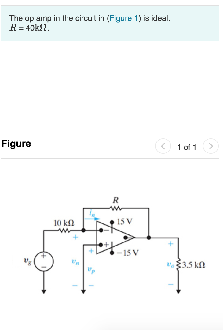 Solved The op amp in the circuit in (Figure 1) is ideal. R = | Chegg.com
