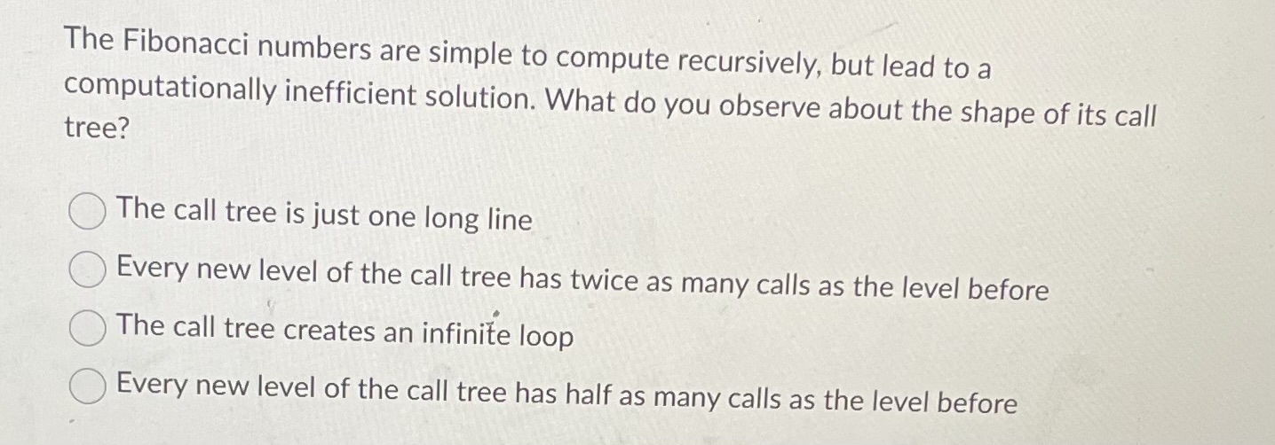 Solved The Fibonacci numbers are simple to compute | Chegg.com