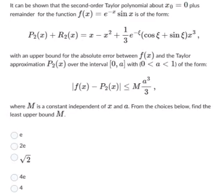 Solved It can be shown that the second-order Taylor | Chegg.com