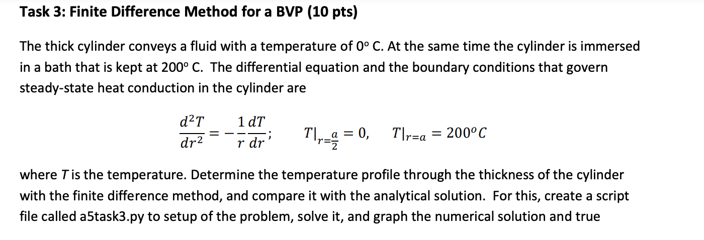 Task 3: Finite Difference Method for a BVP (10 pts) | Chegg.com