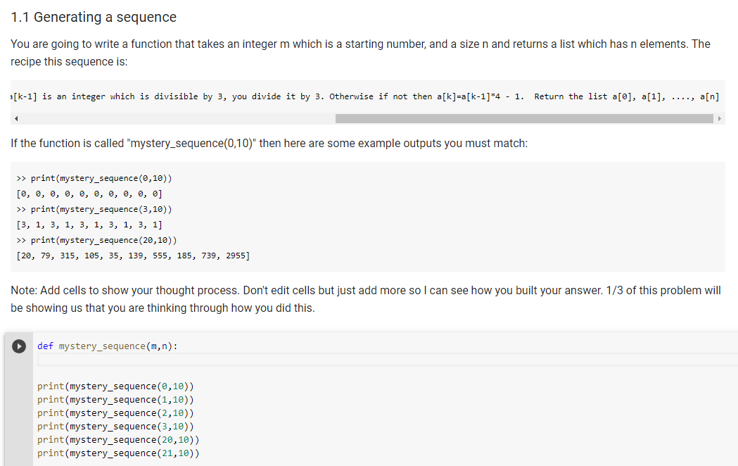 Solved The first element of the list a[0]= m, to create a[k] | Chegg.com