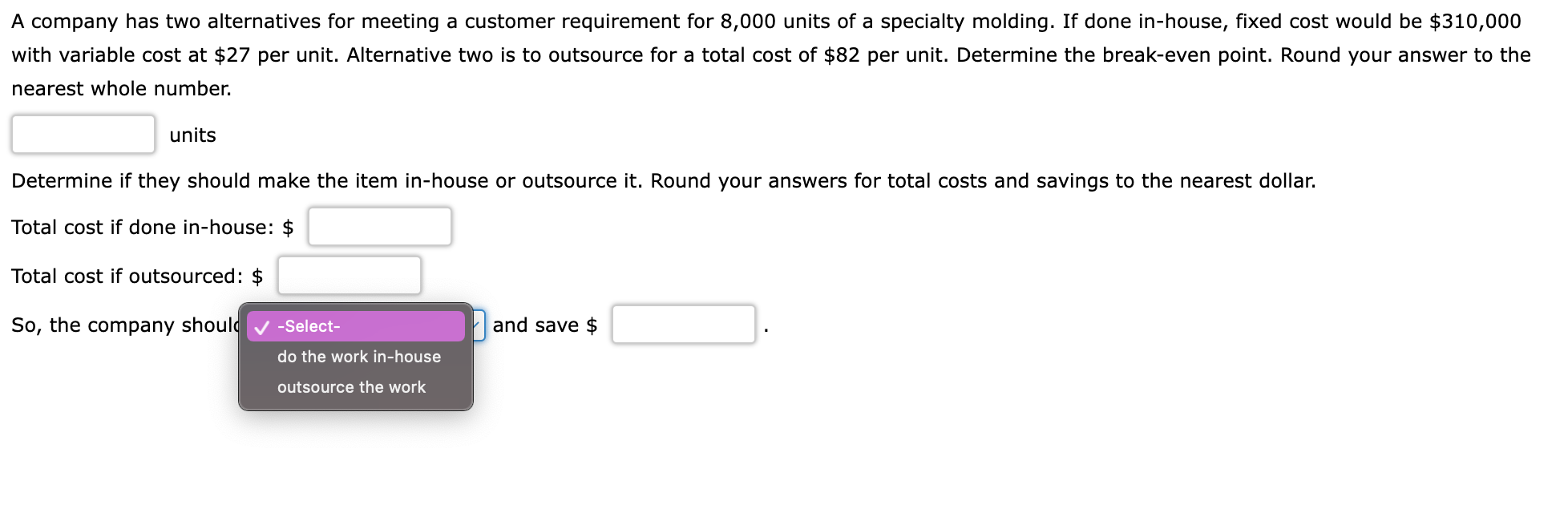 Solved A company has two alternatives for meeting a customer | Chegg.com