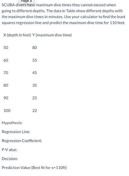 Solved SCUBA divers have maximum dive times they cannot | Chegg.com