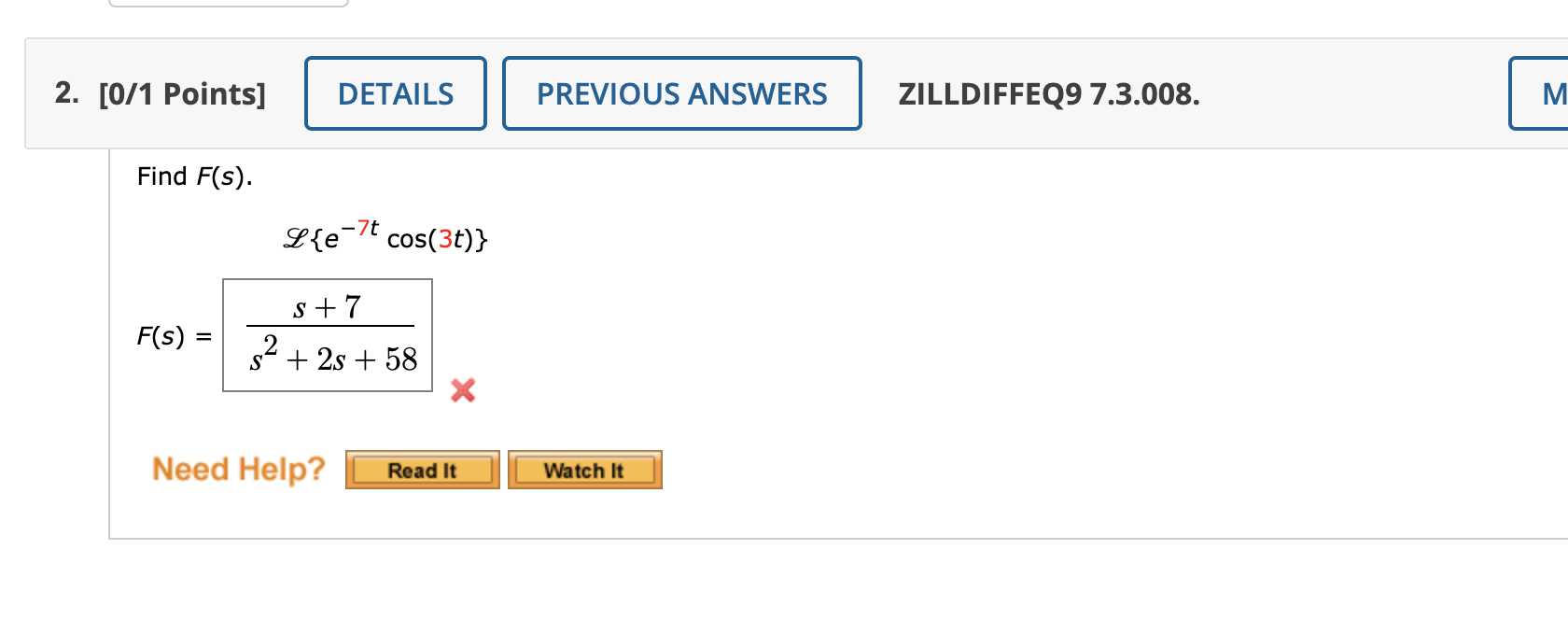 Solved 2. [0/1 Points] DETAILS PREVIOUS ANSWERS ZILLDIFFEQ9 | Chegg.com