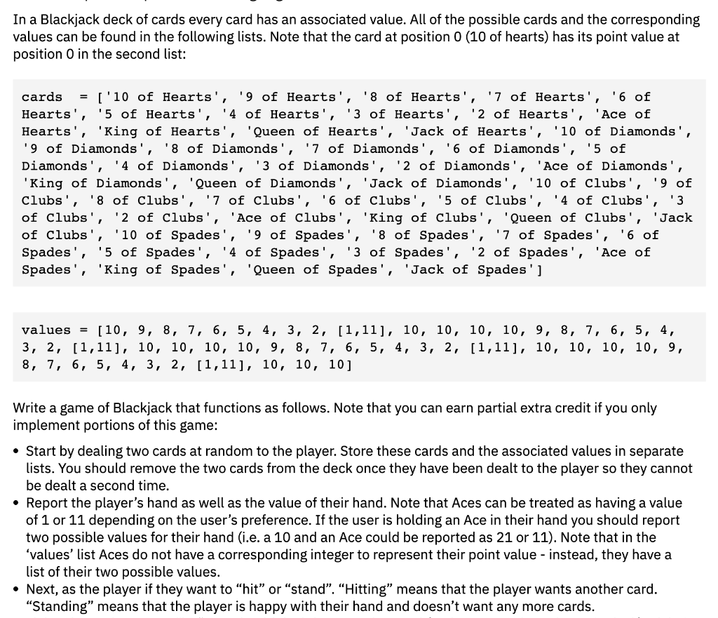 Solved In a Blackjack deck of cards every card has an | Chegg.com